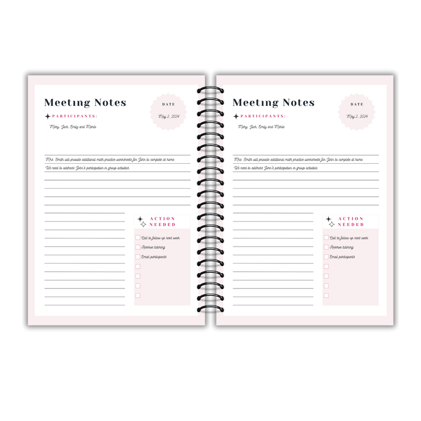 Action Notes Meeting Notebook, Meeting Notebook for Work, Meeting Note ...